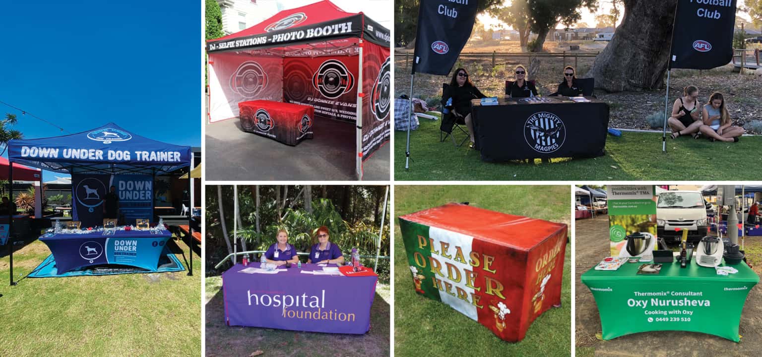 Custom Printed Trestle Table Covers & Tablecloths in Australia